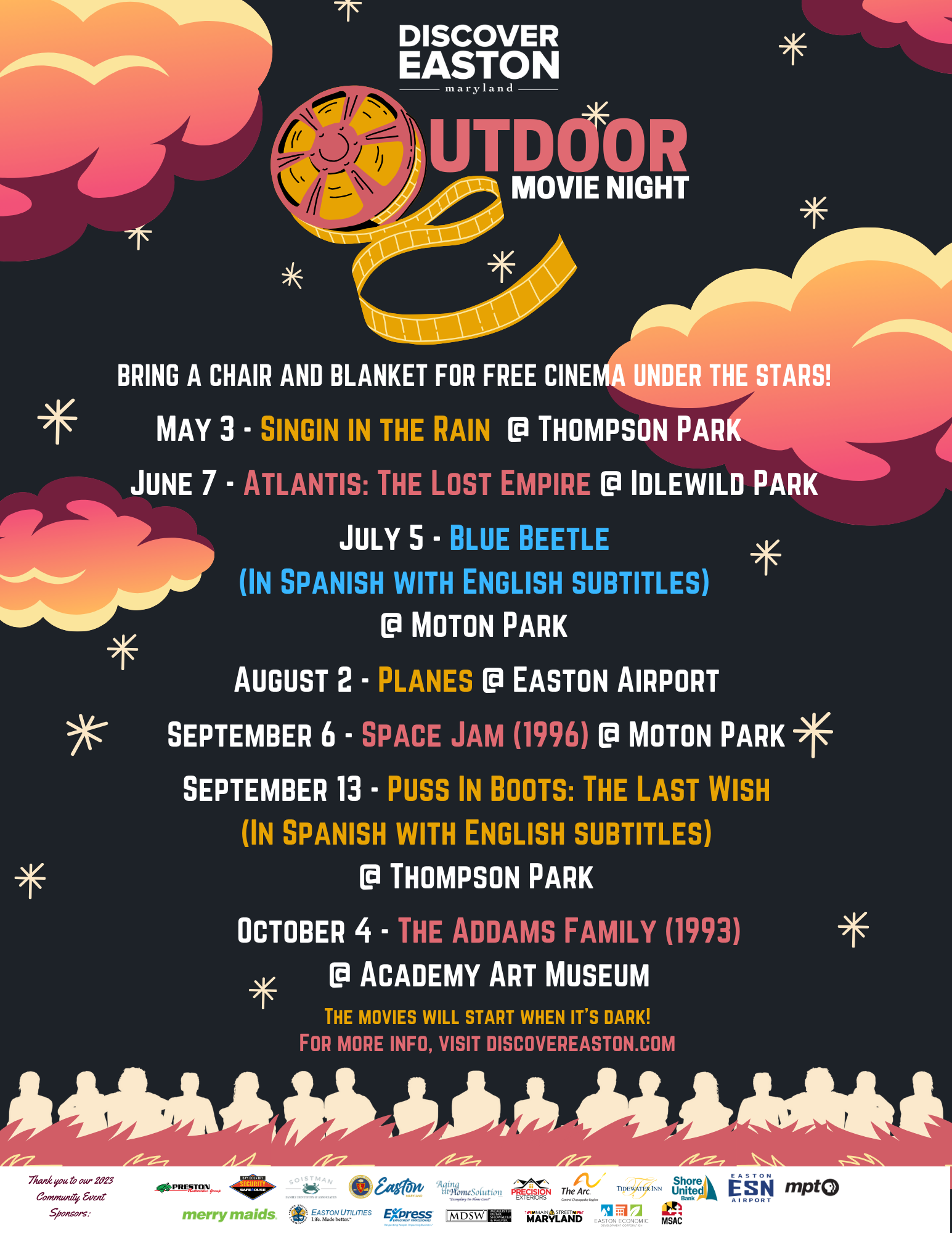 Free outdoor movies in downtown Easton, MD!